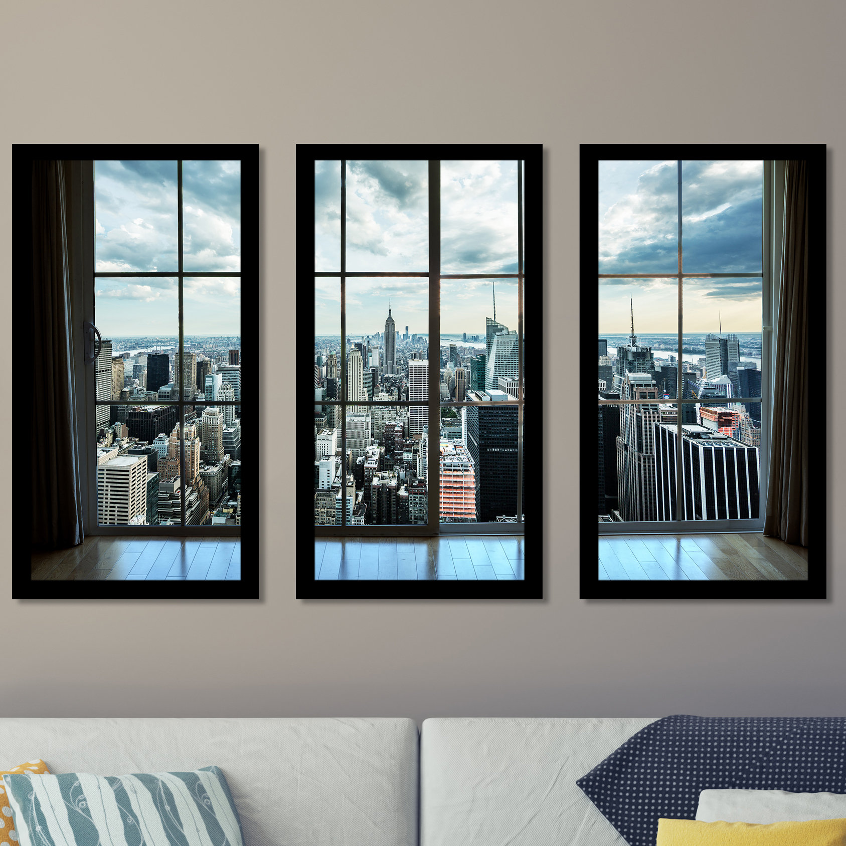 Ebern Designs New York Window - 3 Piece Picture Frame Photograph ...