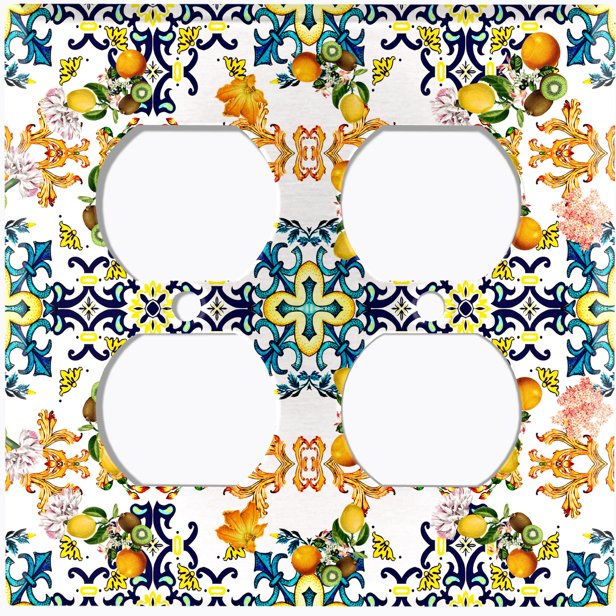 WorldAcc Damask Tile Fruit 2 Duplex Outlet Wall Plate | Wayfair