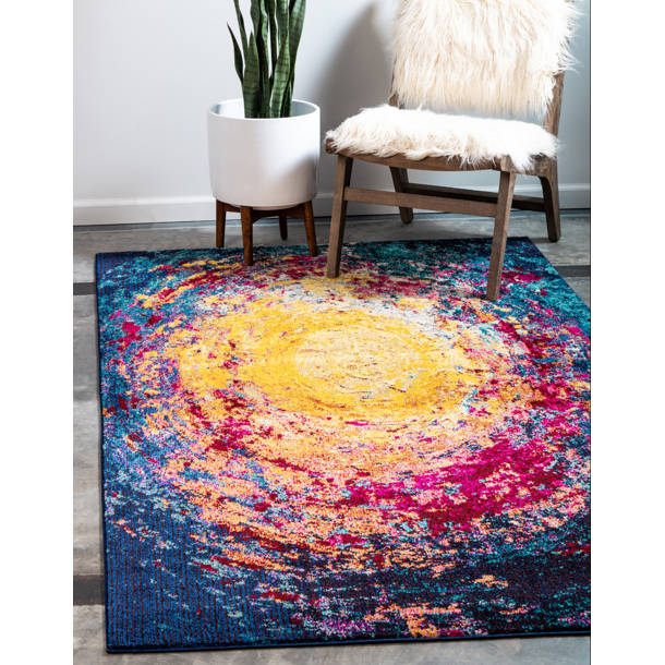 Langley Street Eddins Performance Gold/Blue/Green/Light Blue/Purple Rug ...