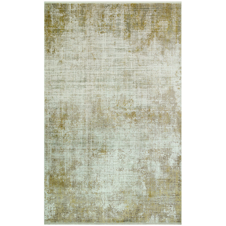 Williston Forge Mahdi Machine Woven Green/White Rug | Wayfair.co.uk