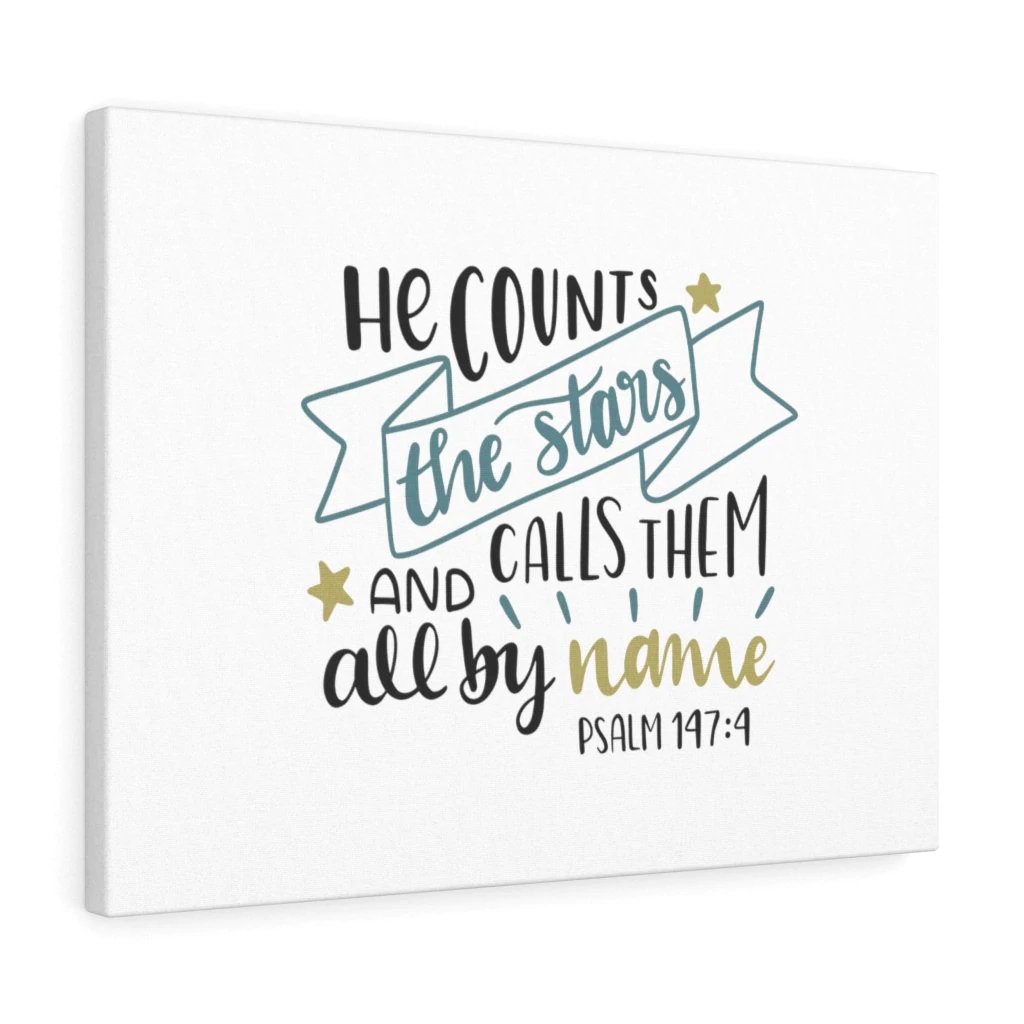 Trinx Scripture Canvas All By Name Psalm 147:4 Christian Wall Art Bible ...
