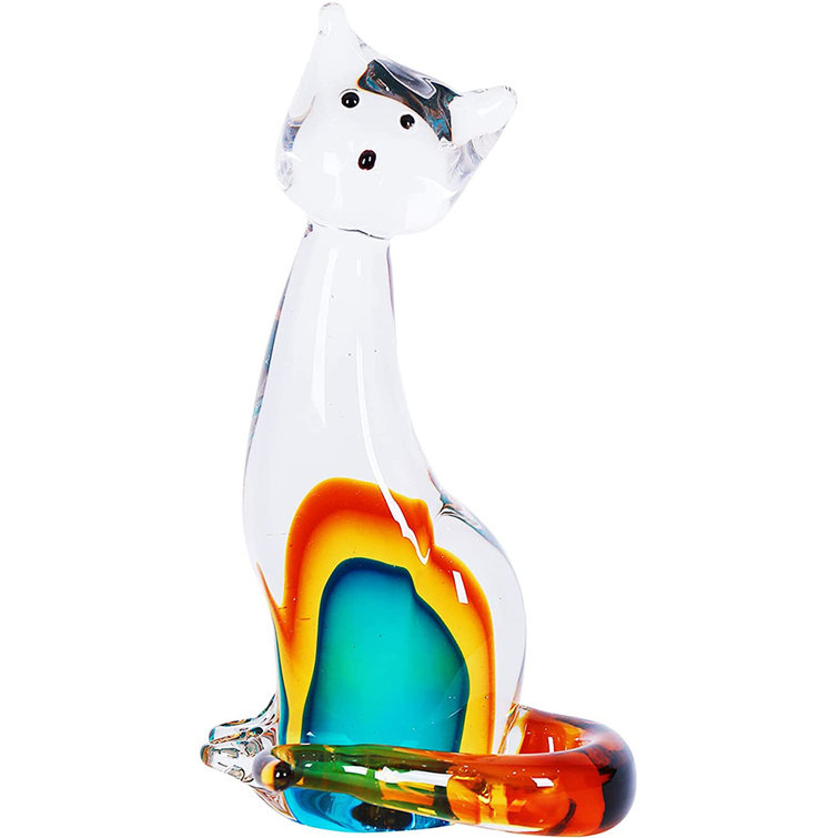 Wrought Studio Carmelin Glass Cat Figurine | Wayfair