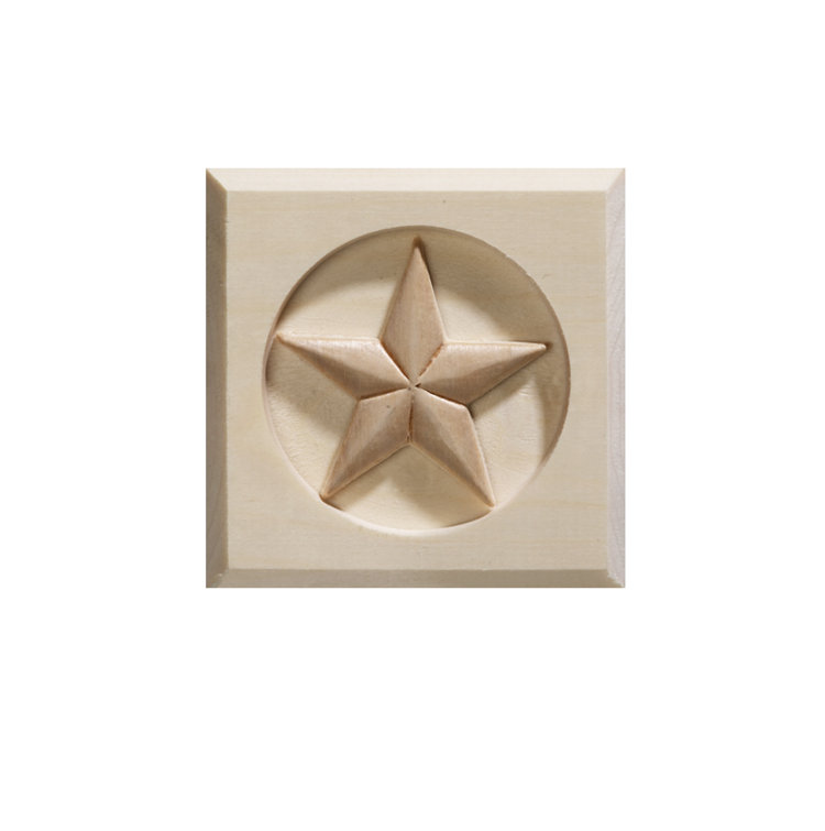 Ornamental Mouldings Hardwood Star Insert 3.5" H x 3.5" W x 1.07" D ...