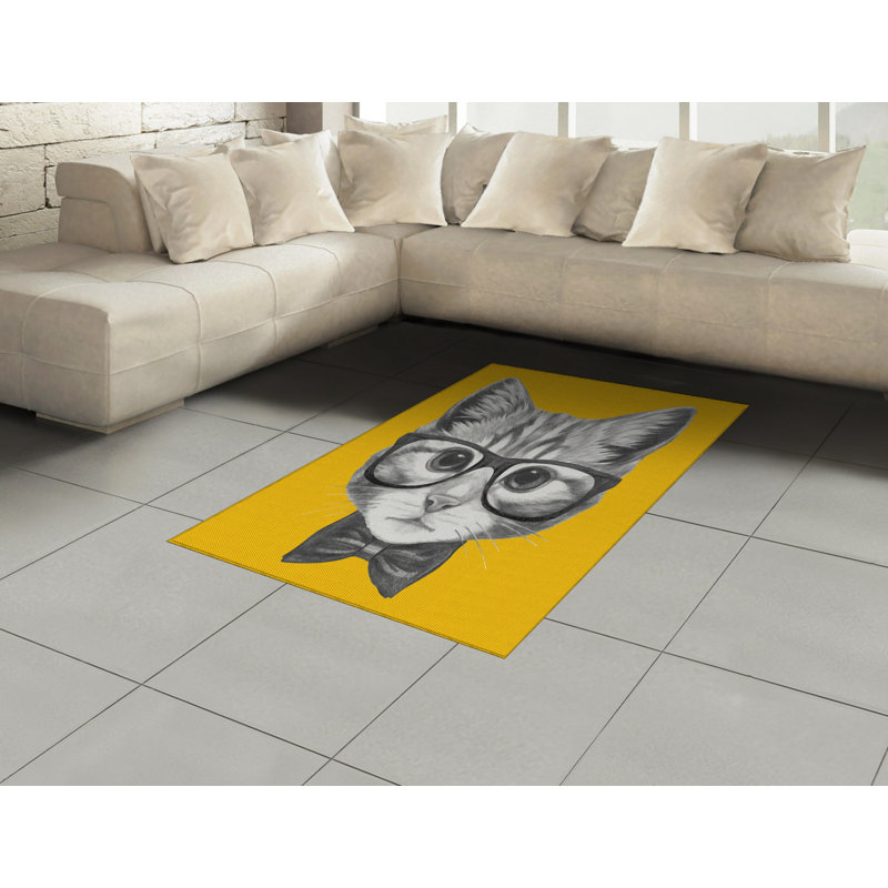 Ebern Designs Keysville Flatweave Grey/Mustard Rug | Wayfair.co.uk