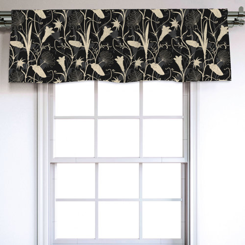 East Urban Home Floral Sateen Ruffled 54'' Window Valance in Yellow ...