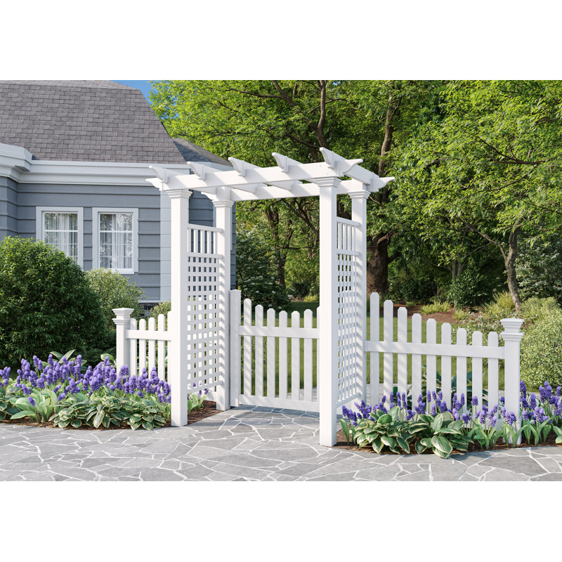 Vita Fairfield Arbor With Picket Fence Wings And Gate | Wayfair