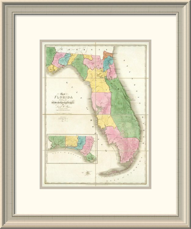 East Urban Home Map Of Florida, 1839 - Picture Frame Print | Wayfair
