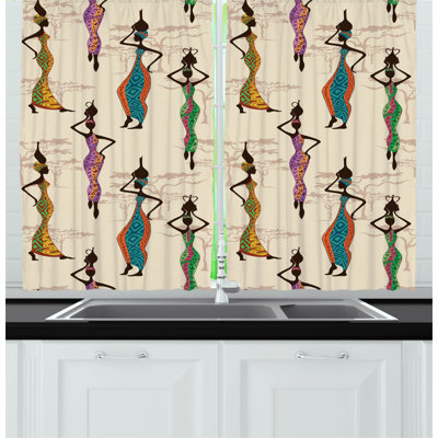 East Urban Home African Kitchen Curtain | Wayfair