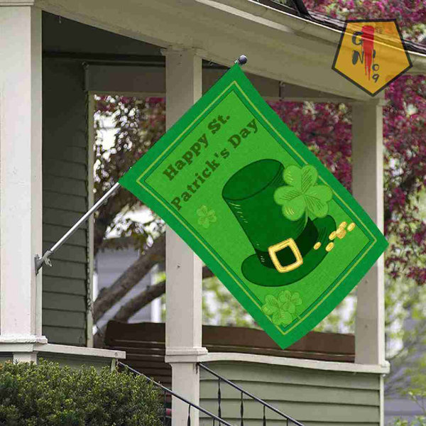 GN109 Large Happy St. Patrick's Day Flag Shamrocks Garden Flag Shamrock ...