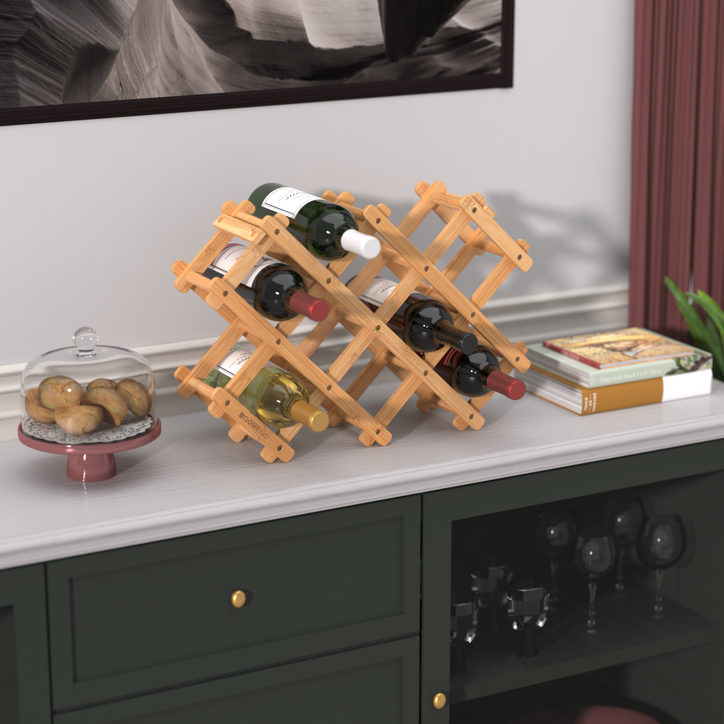 ClosetMaid 8 Bottle Solid Wood Tabletop Wine Bottle Rack in Brown ...