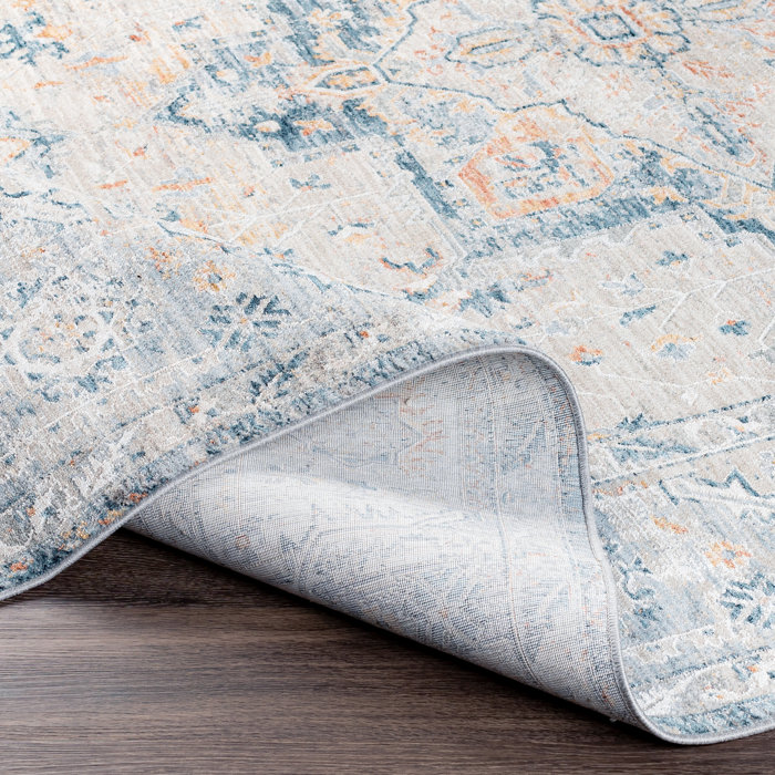 Bungalow Rose Dienne Performance Camel/Navy/Orange Rug & Reviews | Wayfair