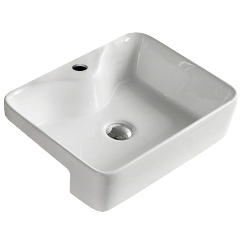 RoyalPurpleBathKitchen White Ceramic Rectangular Semi-Recessed Vessel ...