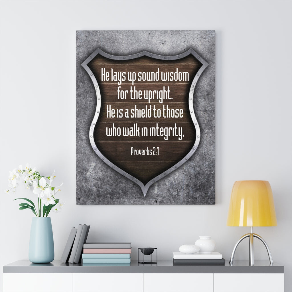 Trinx Walk in Integrity Proverbs 2:7 Scripture - Wrapped Canvas Textual ...