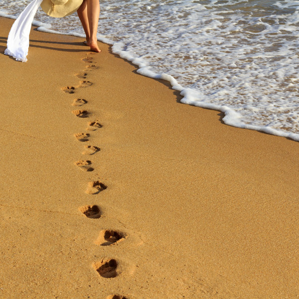 Highland Dunes Footprints by - Wrapped Canvas Photograph | Wayfair