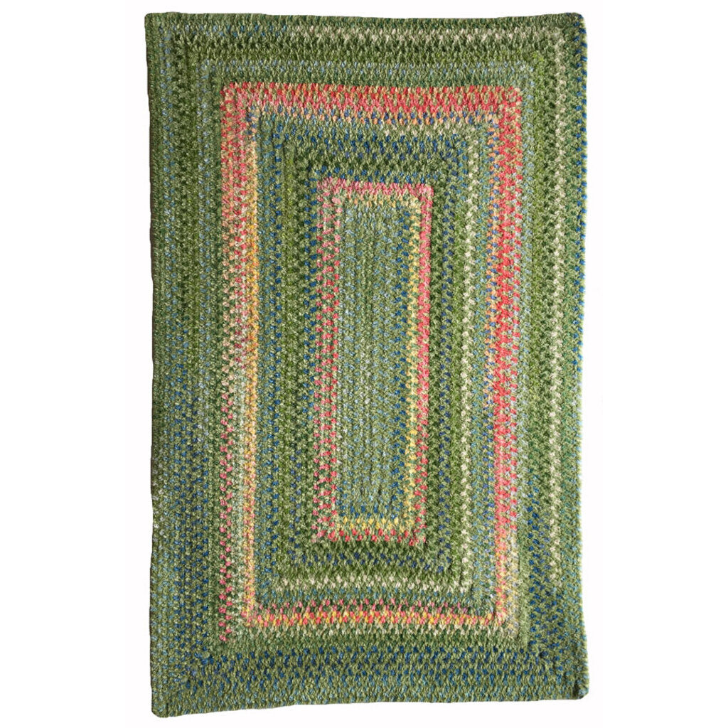 August Grove® Brayden Braided Cotton Green Rug | Wayfair