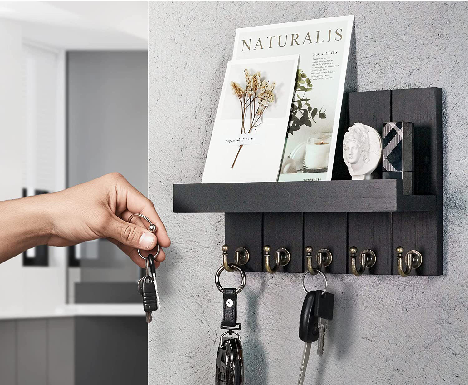 FullCircle Quake Key Holder For Wall Decor Mail OrganizerWith Key Hooks ...