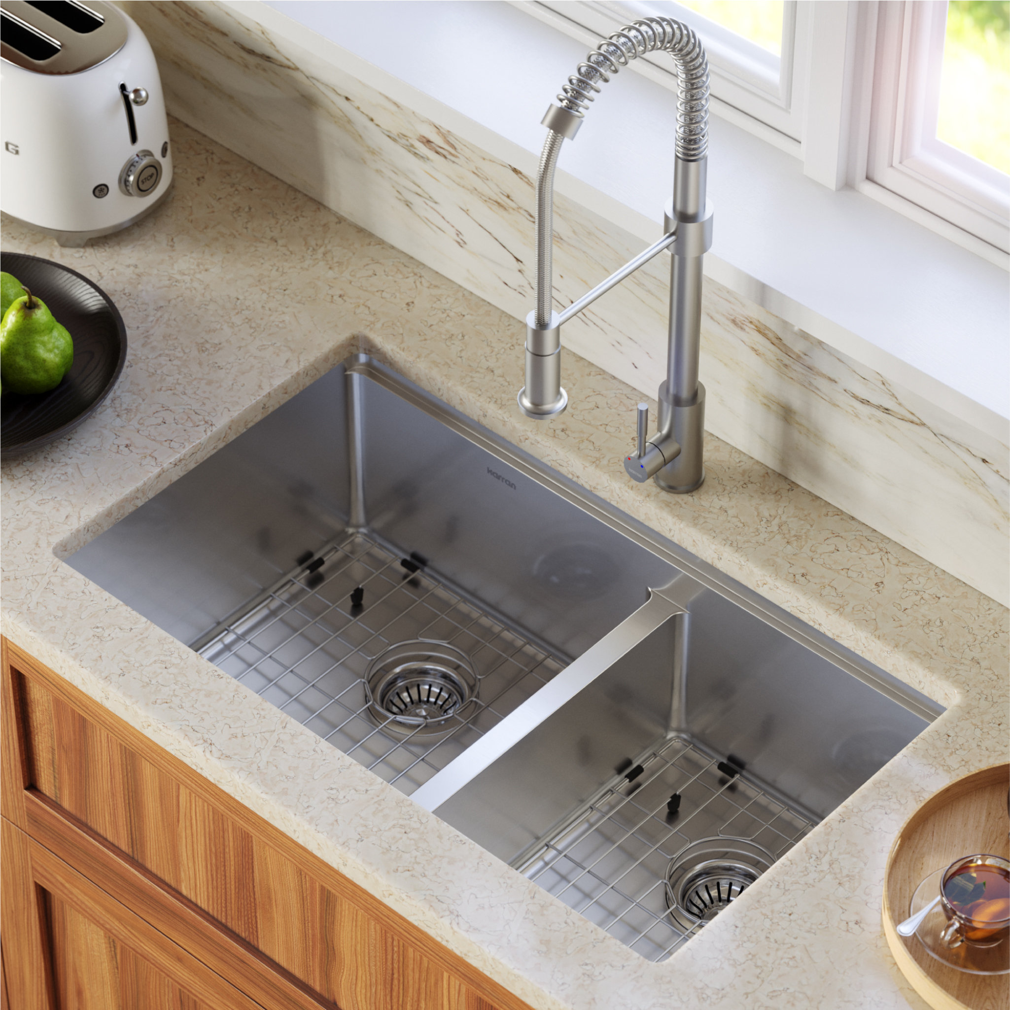 Karran 16-Gauge Stainless Steel 32 In. Double Bowl Undermount ...