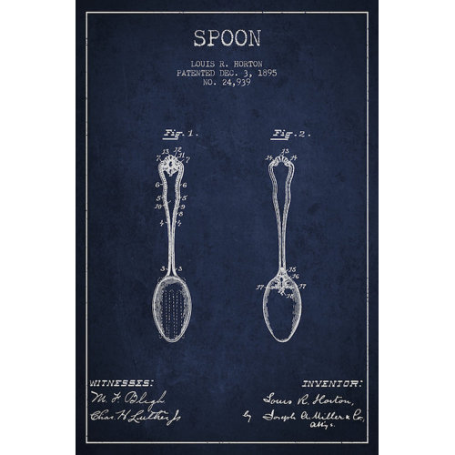 Williston Forge Spoon Navy Blue Patent Blueprint by Aged Pixel ...