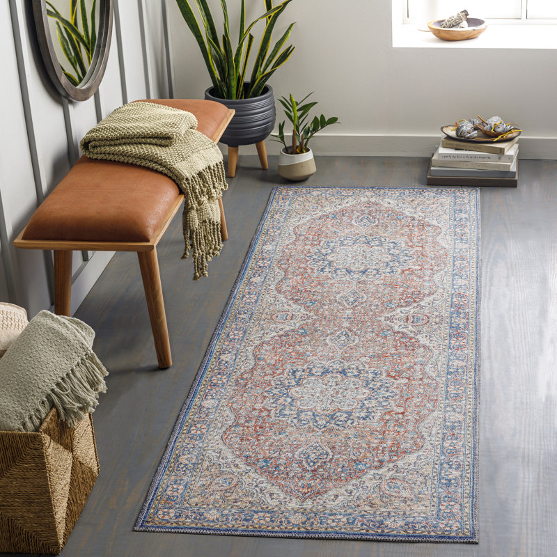 Langley Street Bria Oriental Area Rug in Blue/Red/Ivory & Reviews | Wayfair