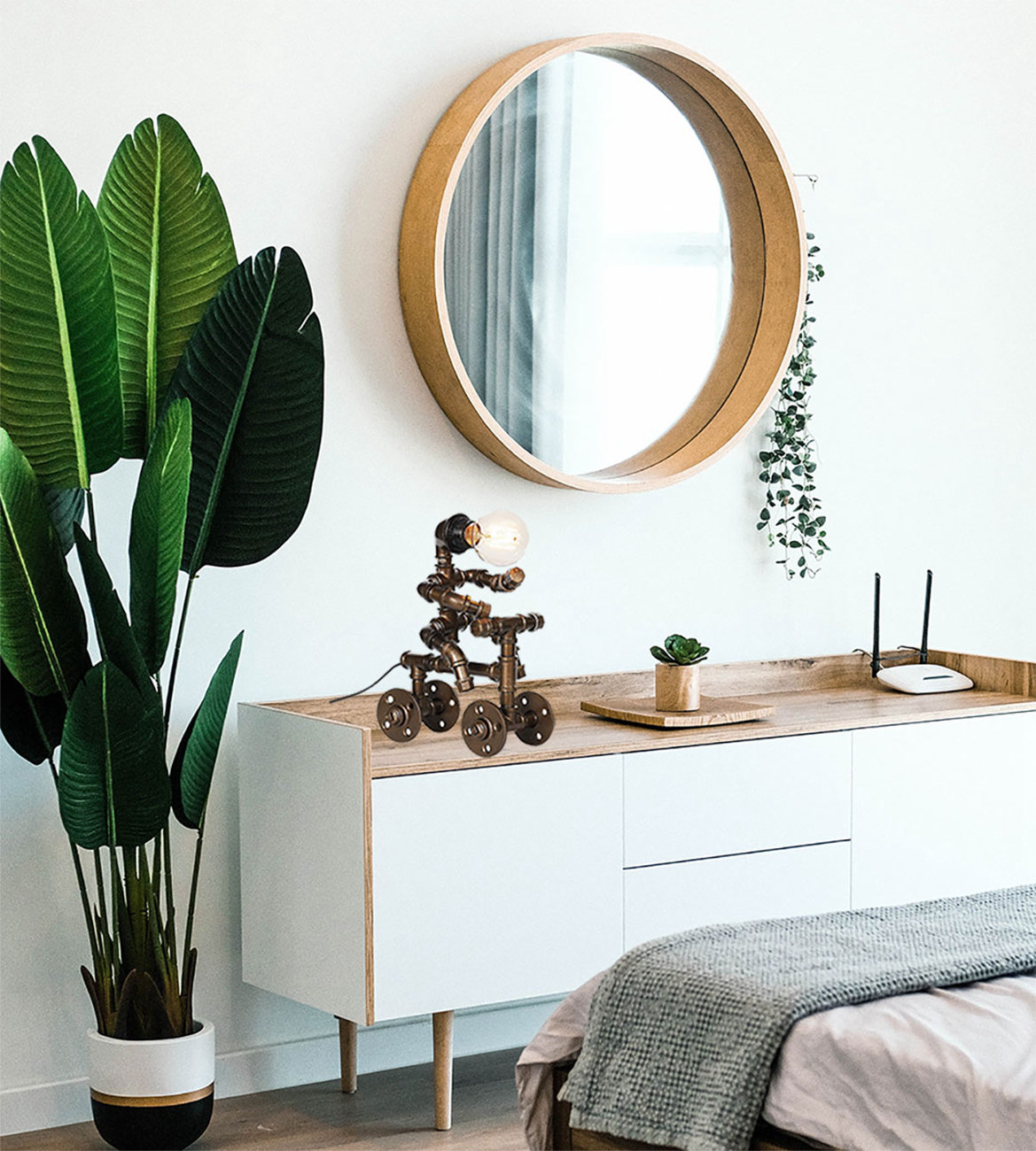 Williston Forge Water Pipe Desk Lamp,Industrial Table Lamp,Retro Steam ...