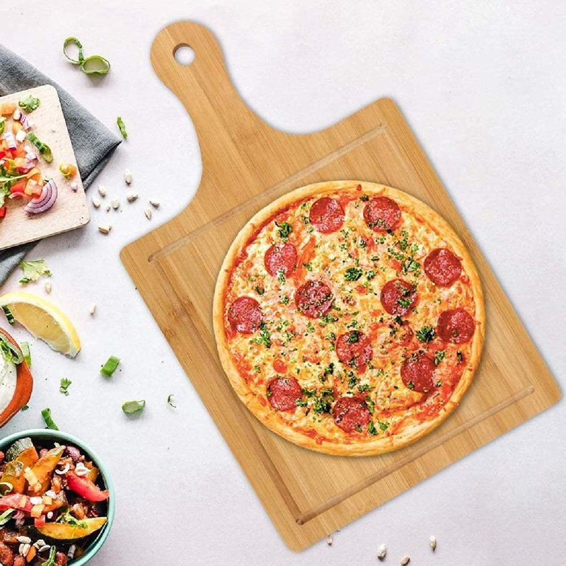 TREASURECABINET Bamboo Pizza Plate, Wooden Rectangle Pizza Paddle ...