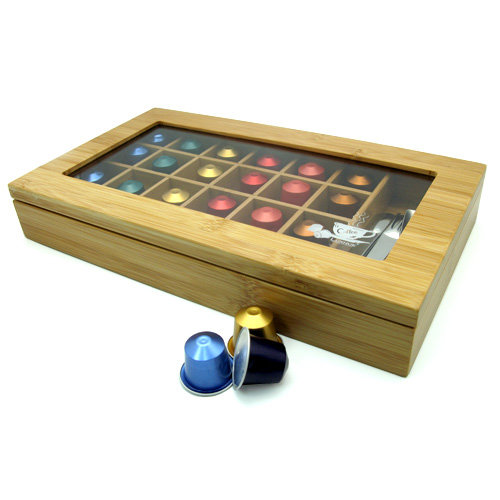 Rebrilliant Hartley Bamboo Nespresso 24 Capsule Organizer/Display Box ...