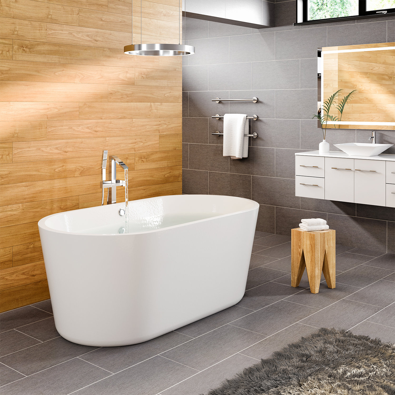 Eviva 59'' x 29'' Freestanding Soaking Porcelain Bathtub | Wayfair