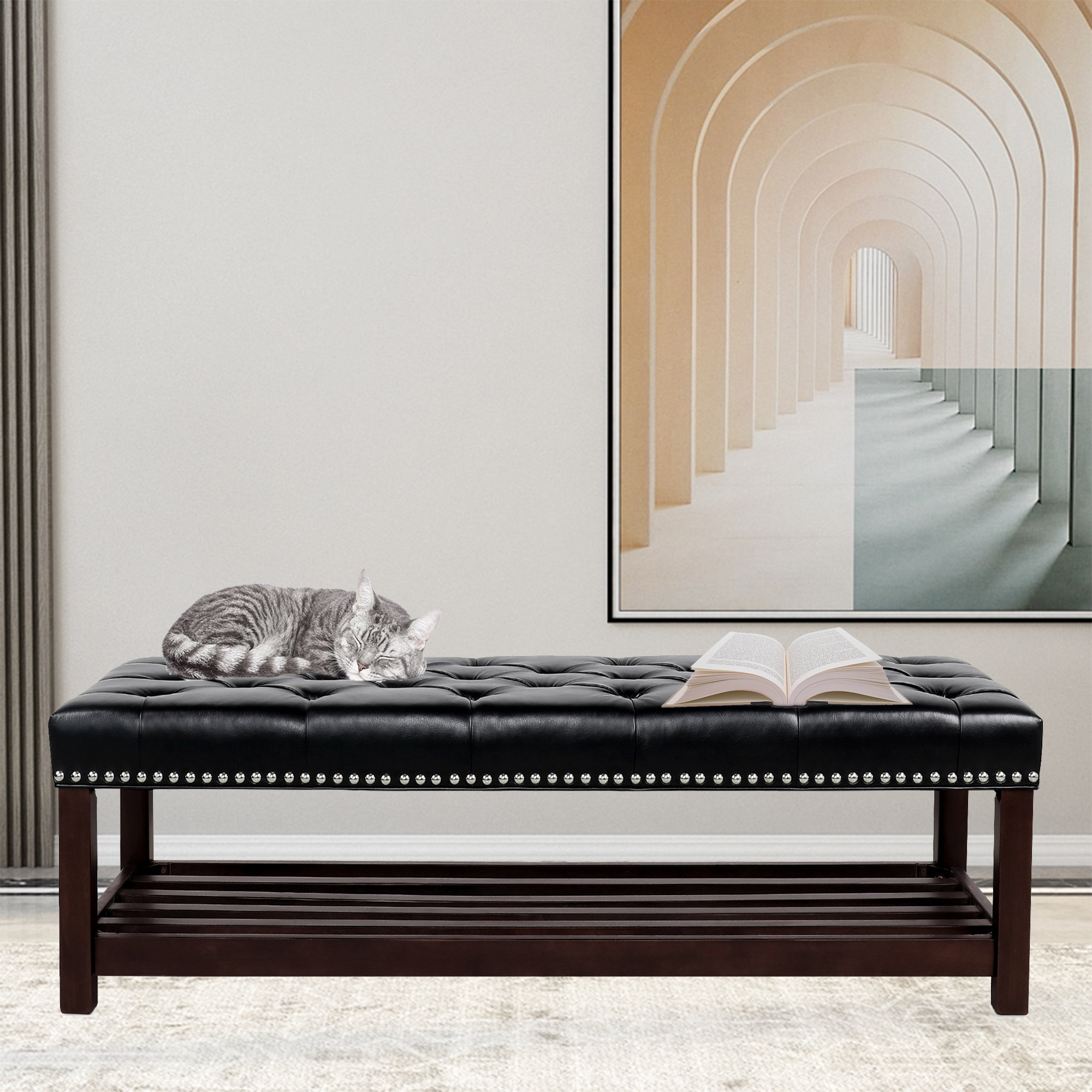 Wildon Home® Benningfield Leather Bench | Wayfair