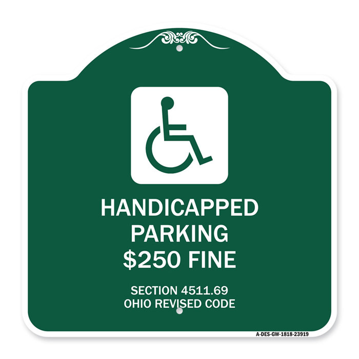 Signmission Designer Series Sign - Handicapped Parking $250 Fine ...