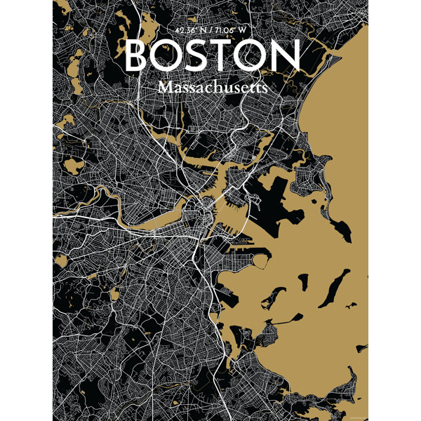 OurPoster.com Boston City Map - Panoramic Graphic Art | Wayfair