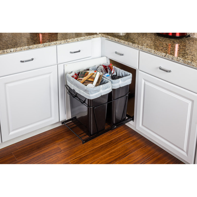 Hardware Resources Double Steel 8.75 Gallon Open Pull Out/Under Counter ...