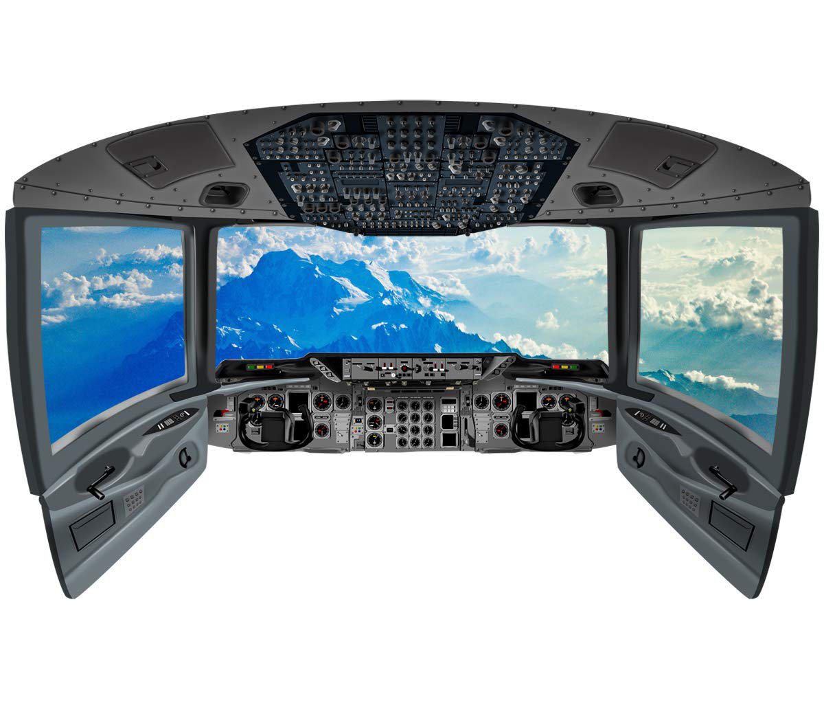 Zoomie Kids Jayesh Airplane Cockpit Mountains Plane Window Wall Mural ...