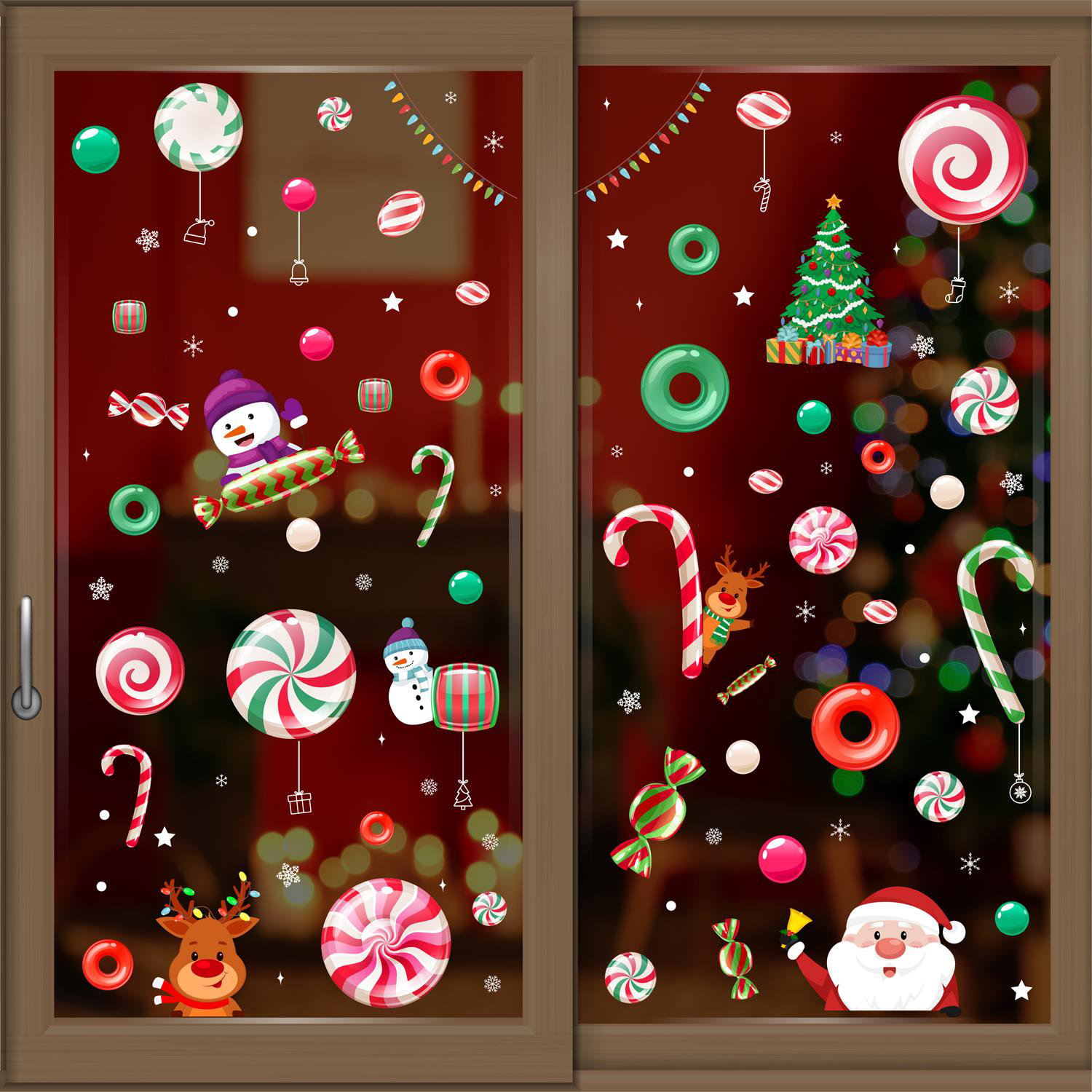 Walplus Clings Santa and Friends in Candyland Window Decal | Wayfair