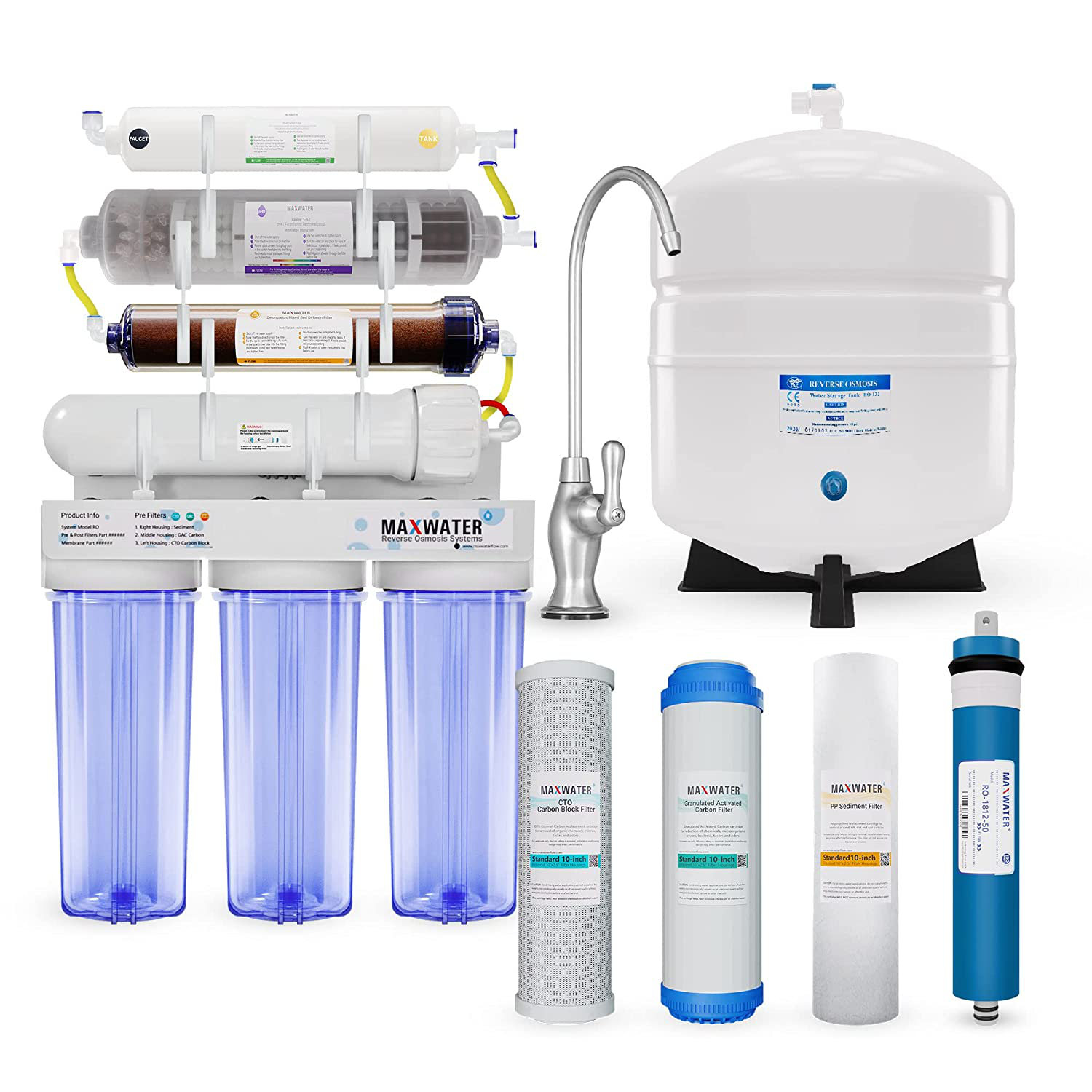 Max Water 11 Stage Water Purification System for Drinking 50 GPD ...