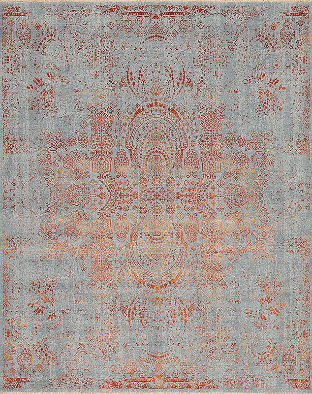 Samad Rugs Nirvana Couture Wilton Loomed Light Blue/Copper Rug | Wayfair