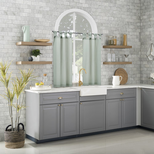 August Grove® Archaeo Sarro Washed Cotton Semi-Sheer Tab Top Kitchen ...