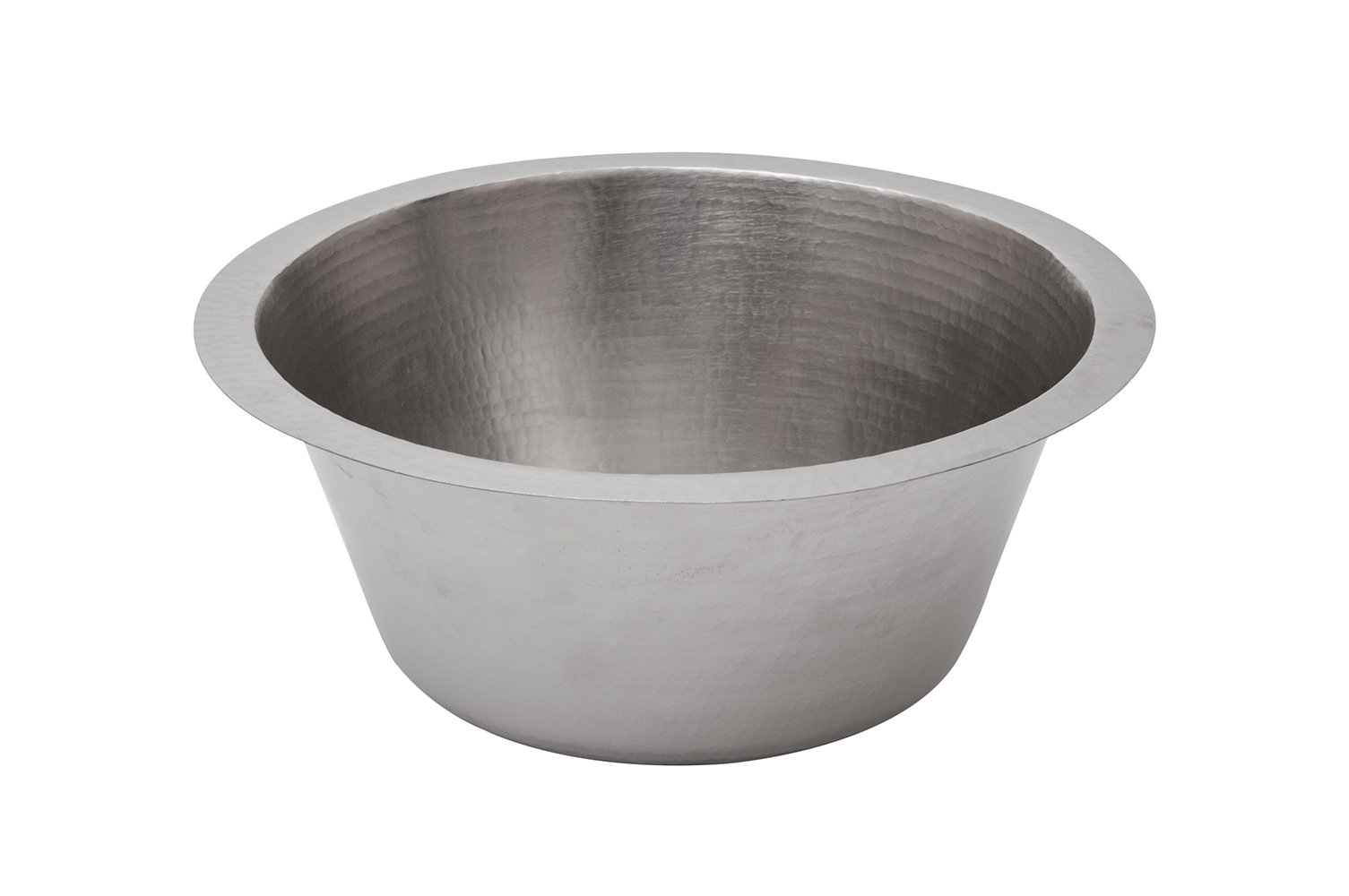 Premier Copper Products 16" Round Hammered Copper Prep Sink in Nickel w ...