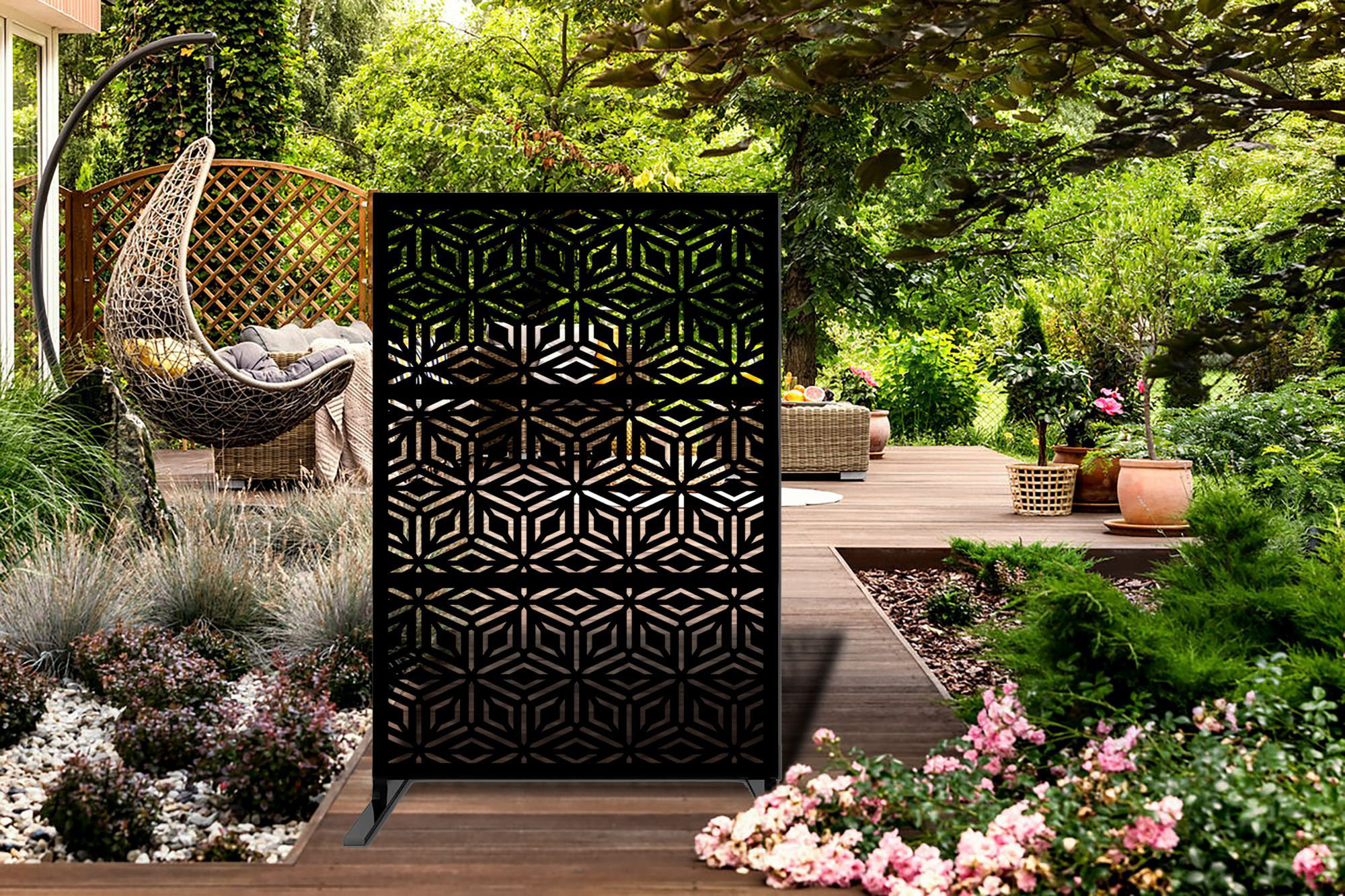 e-Joy 6.5 ft. H x 4 ft. W Laser Cut Metal Fence Panel | Wayfair