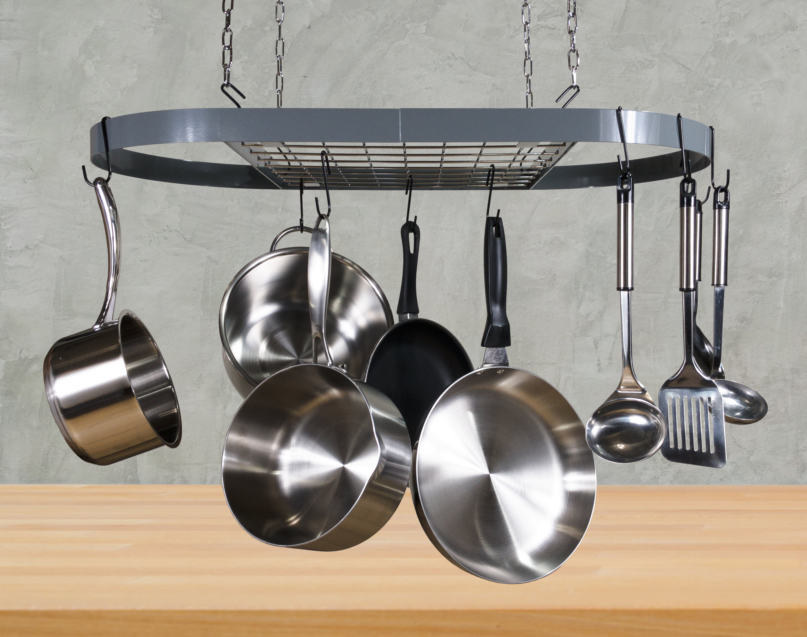 Prep & Savour Wrought Iron Hanging Pot Rack | Wayfair
