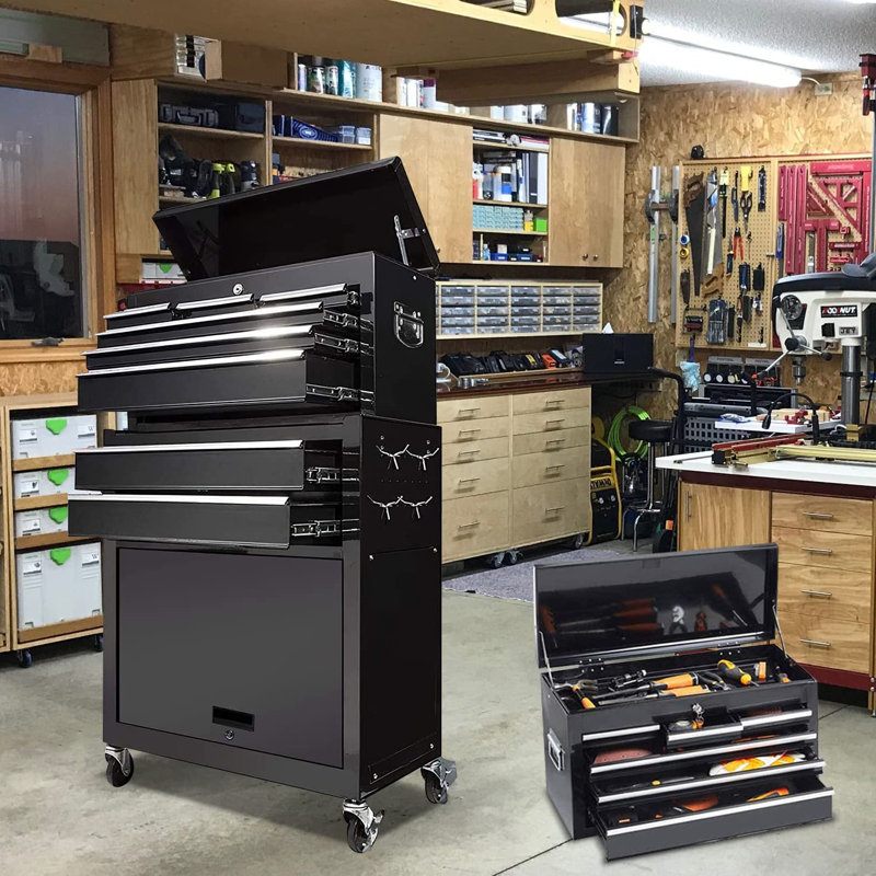 Odaof 8-Drawer Tool Box with Wheels, Rolling Tool Chest with Drawers ...