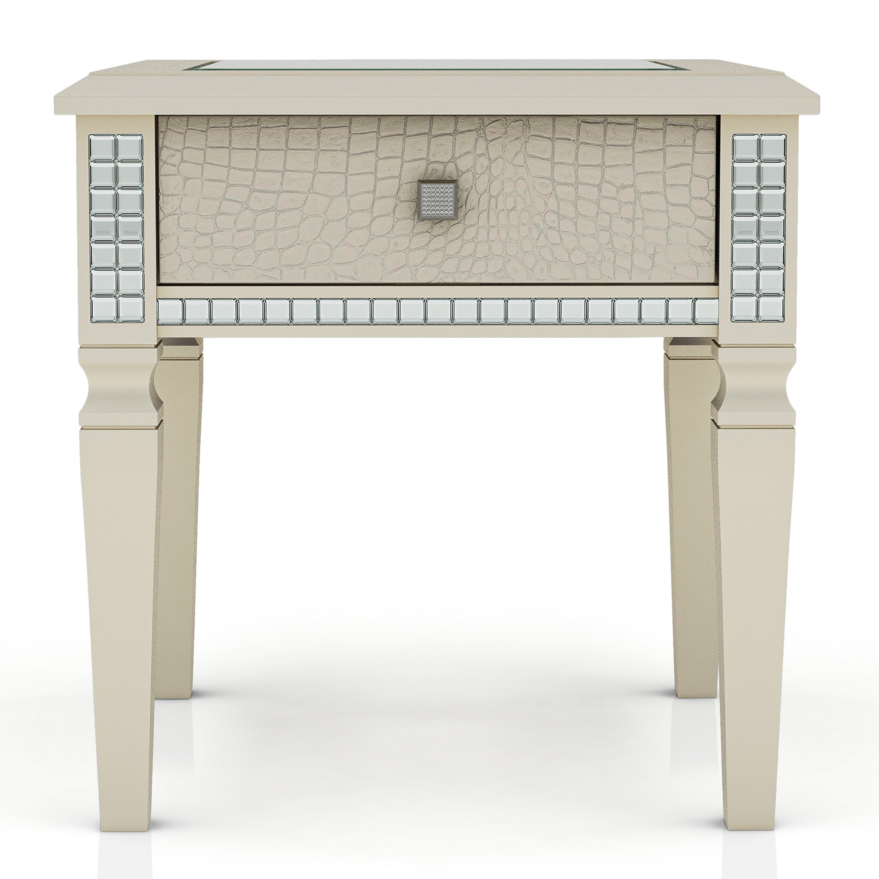 Rosdorf Park Frumie 24.5'' Tall Glass End Table with Storage | Wayfair