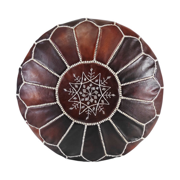 Red Barrel Studio® Genuine Leather Round Floral Pouf Ottoman & Reviews ...