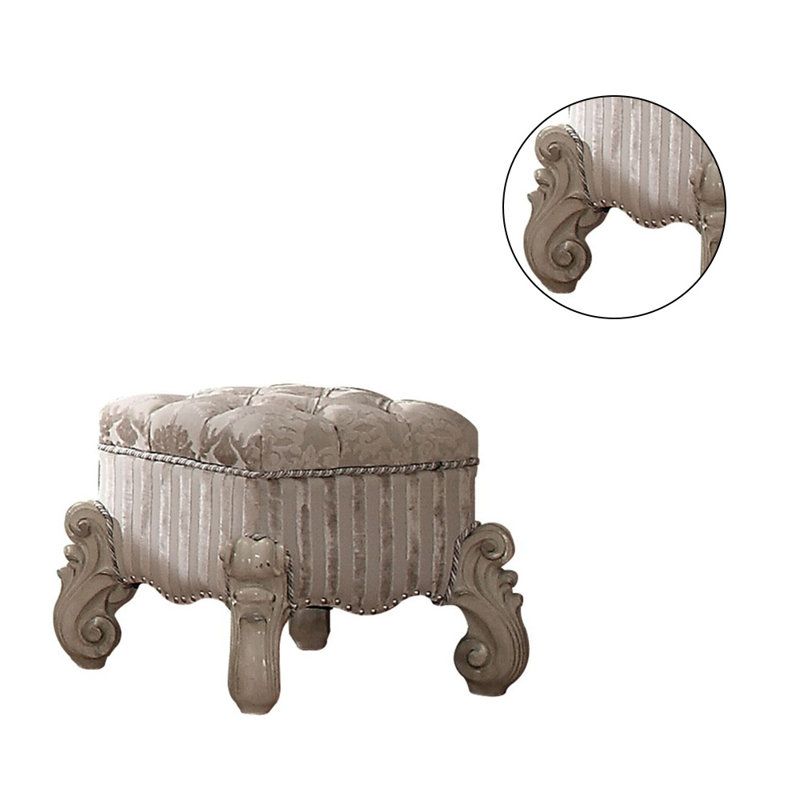 Simple Relax Fabric Vanity Stool In Ivory And Bone White | Wayfair