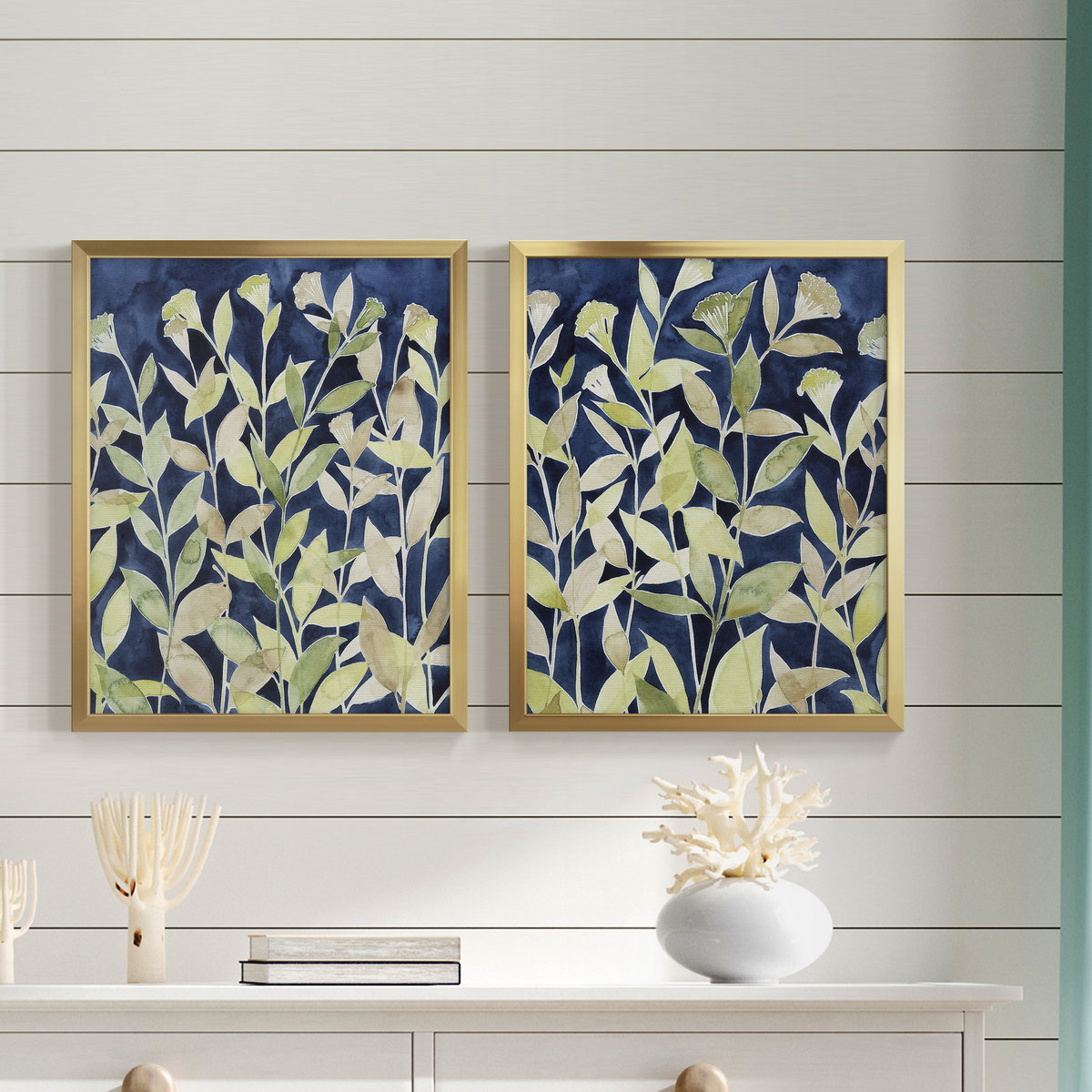 Red Barrel Studio® Indigo Blooming Night I - 2 Piece Picture Frame ...