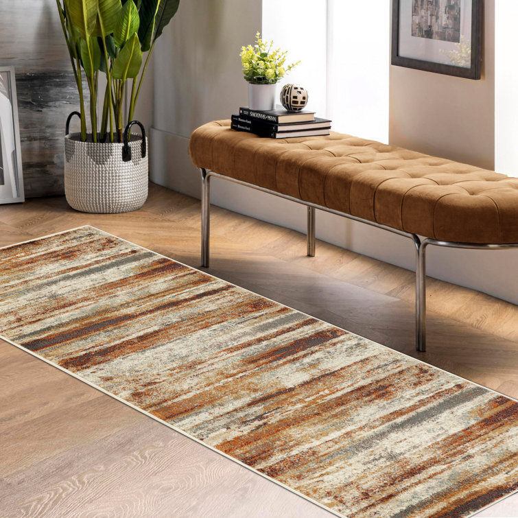 17 Stories Performance Rust/Cream Rug | Wayfair
