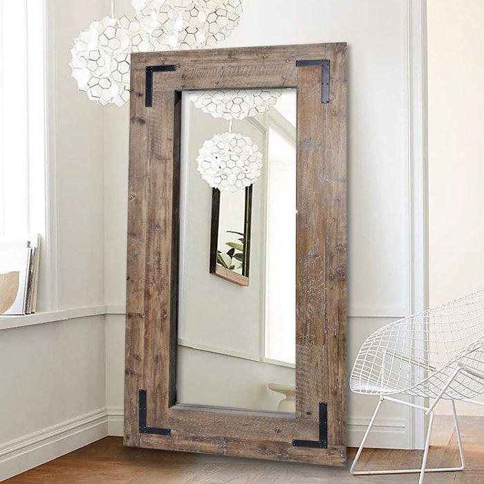 Union Rustic Osias Wood Beveled Distressed Full Length Mirror | Wayfair