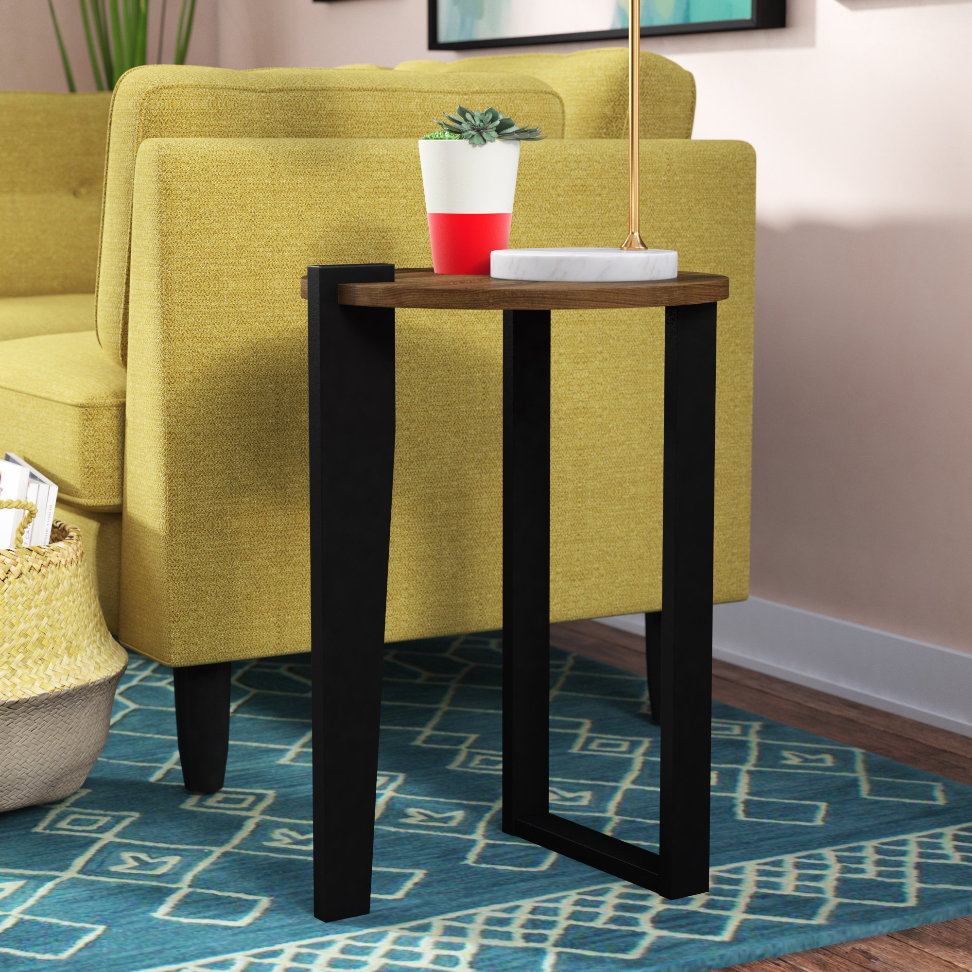 Ebern Designs Enright 24'' Tall Solid Wood Abstract End Table & Reviews ...