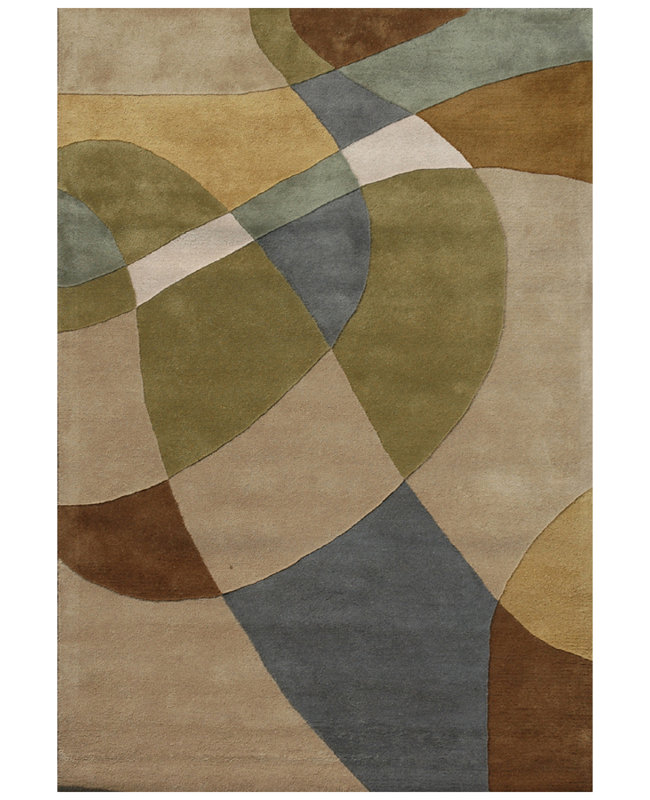 Acura Rugs Ashley Abstract Handmade Tufted Wool Brown/Green Area Rug ...