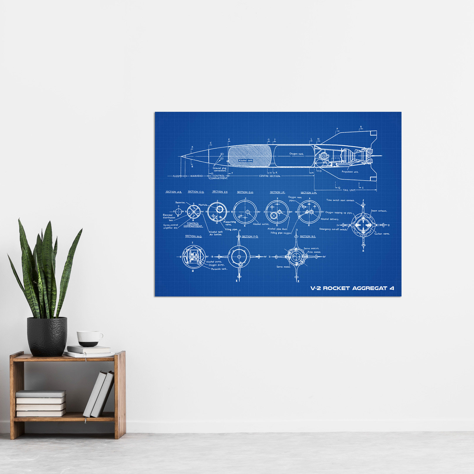 Borough Wharf V-2 Rocket Aggregat 4 Ballistic Missile Blueprint Plan ...