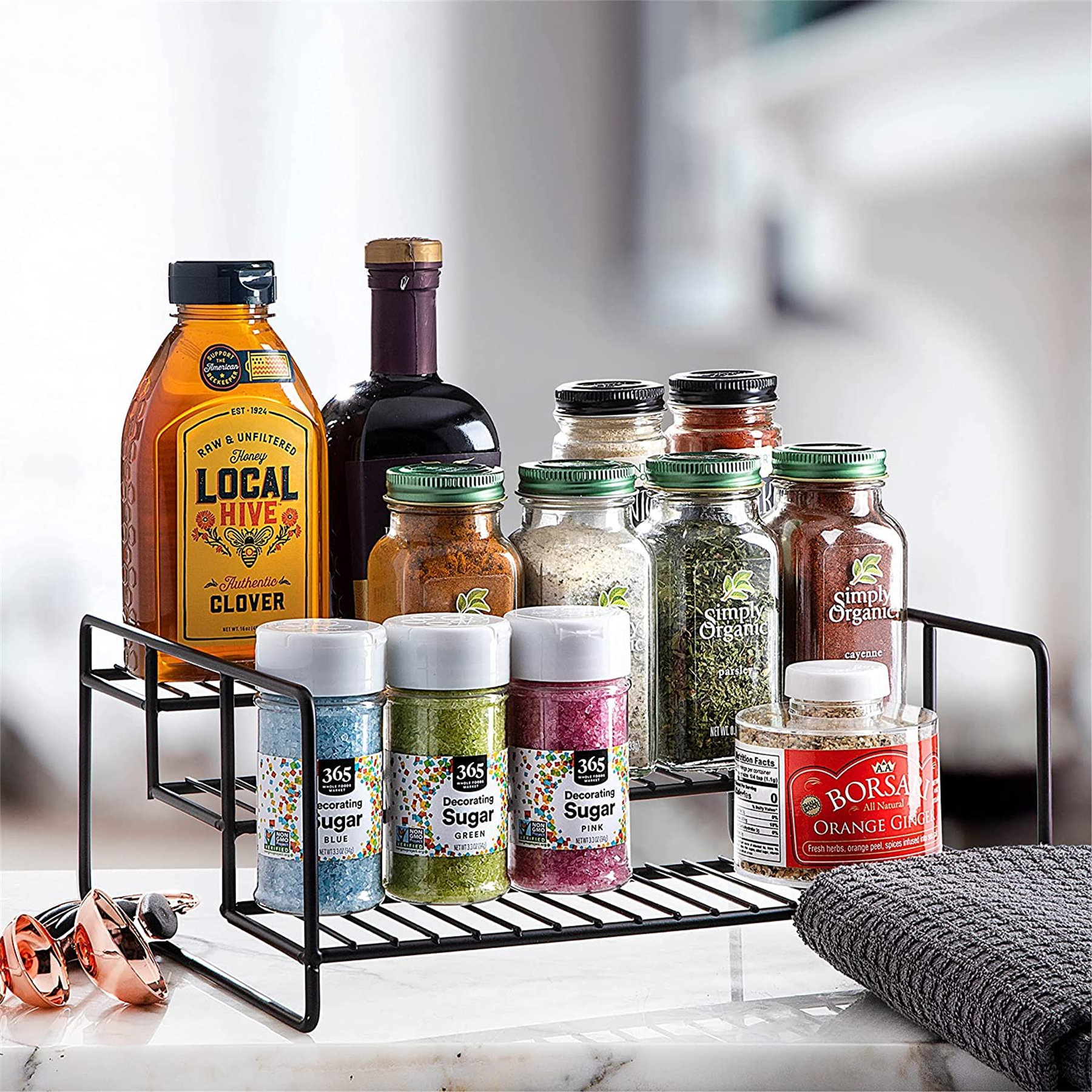 Prep & Savour Tier Spice Rack Organizer - Metal 3 Tier Stadium ...